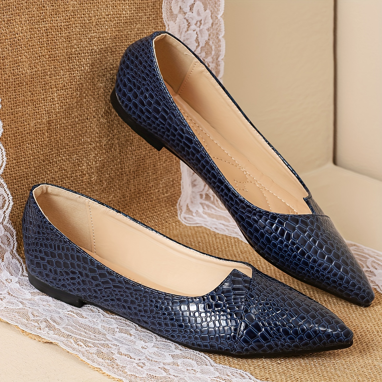 Navy Blue Flat Shoes