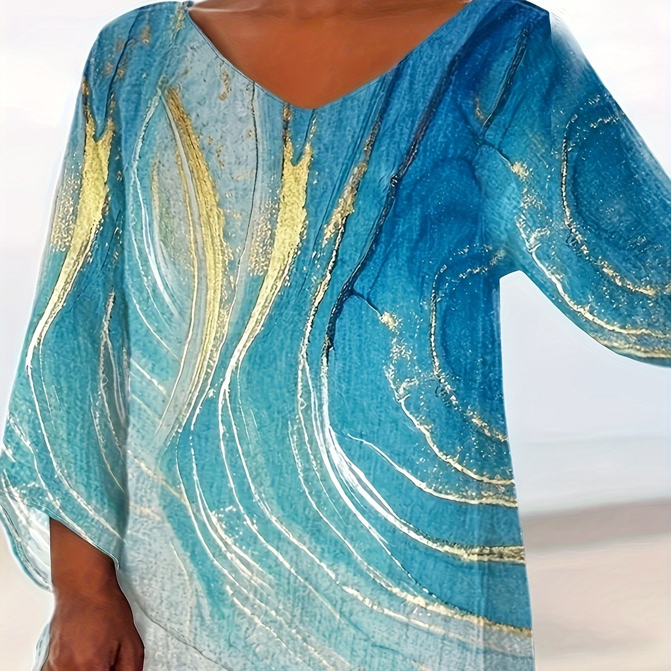 Plus Size Elegant Top Women's Plus Solid Lantern Sleeve - Temu