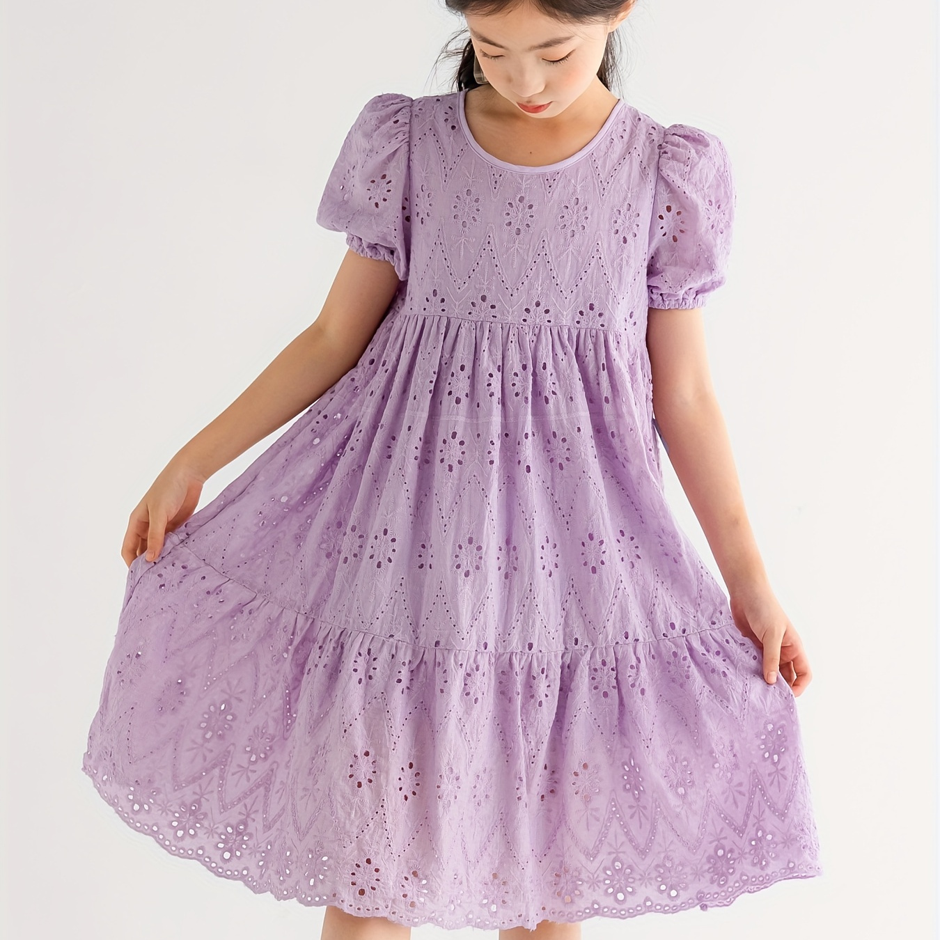 Girls Dress Kids Casual Floral Cotton Long Sleeve Dress - Temu