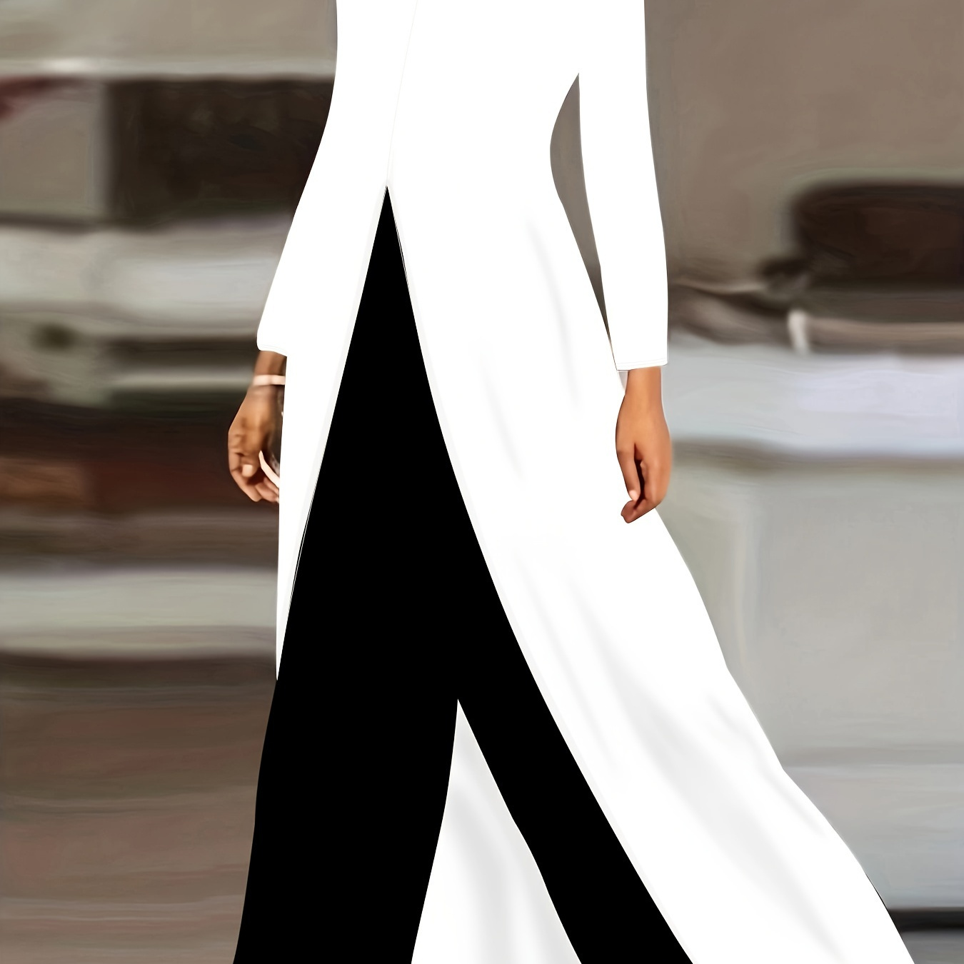 Casual Color Block Two piece Set Striped Long Sleeve Top - Temu