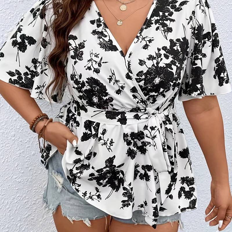 Plus Size Boho Top Womens Plus Allover Paisley Print Half Temu