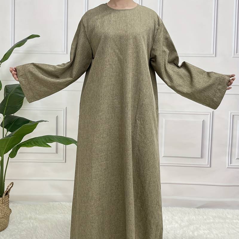 Layered Ruffle Trim Kaftan Dress Elegant Open Front Long Sleeve Maxi