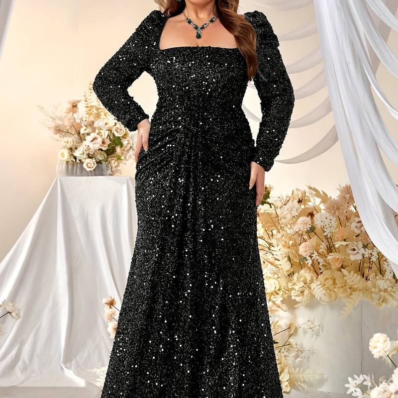 Plus Size Contrast Mesh Embroidered V Neck Midi Dress Womens Plus