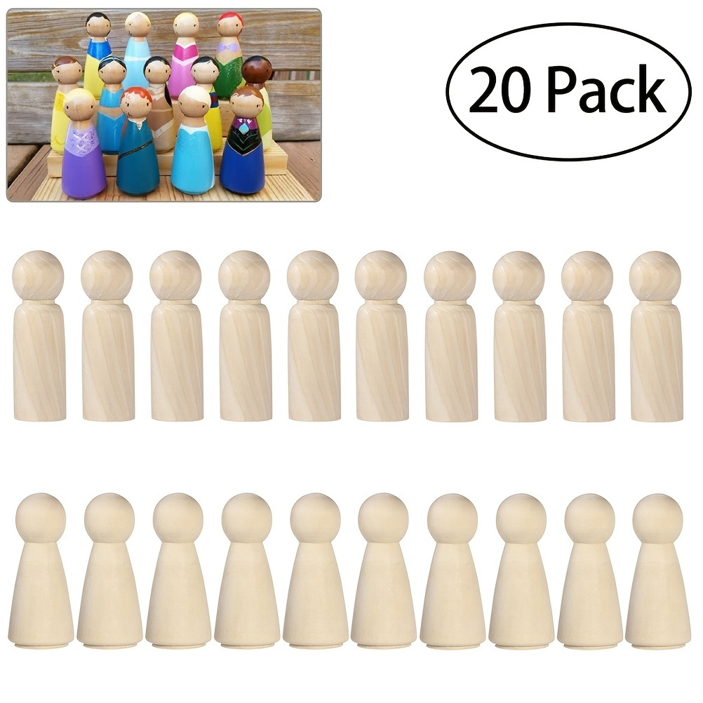 20pcs Puppet Wooden Doll Unfinished Peg Dolls Tiny Doll Bodies People ...