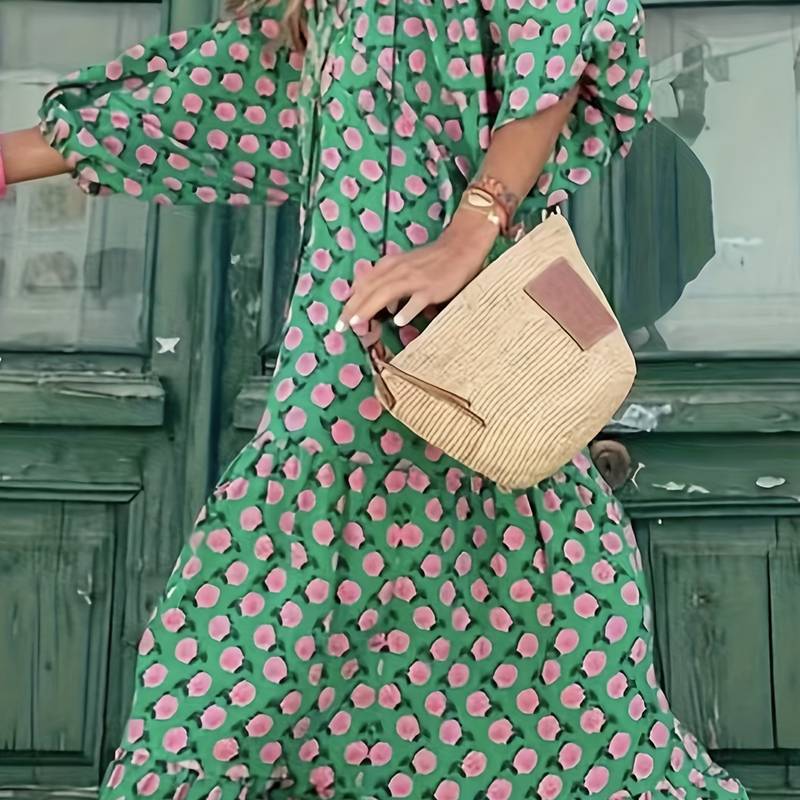 Tropical Print Halter Neck Dress Boho Backless Split Maxi Temu