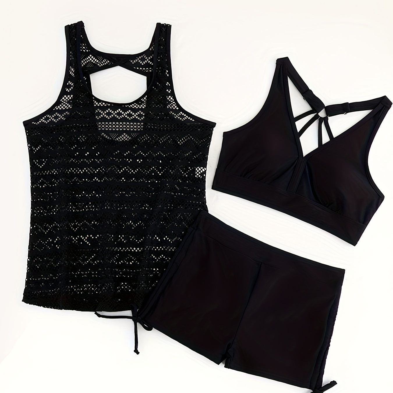 Tropical Print Drawstring Beach Swim Shorts High Stretch - Temu