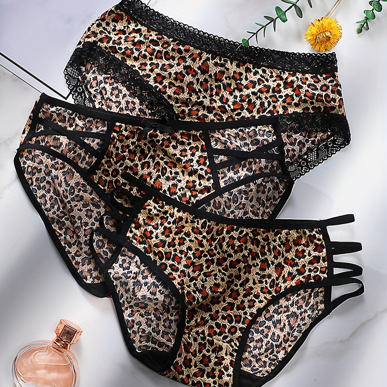 Leopard Print Thongs Sexy Low Waist Intimates Panties Womens