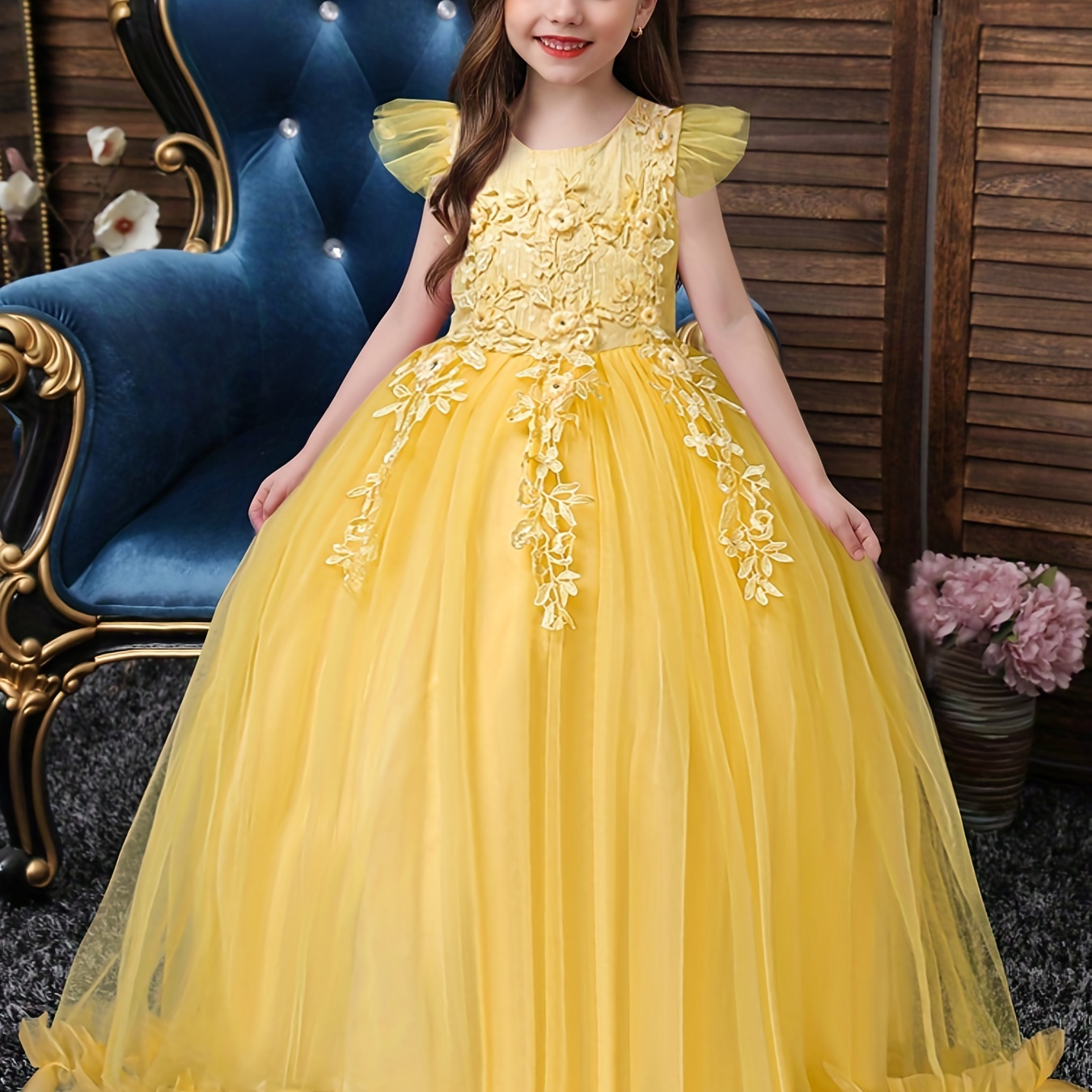 Girls Dress Kids Casual Floral Cotton Long Sleeve Dress - Temu