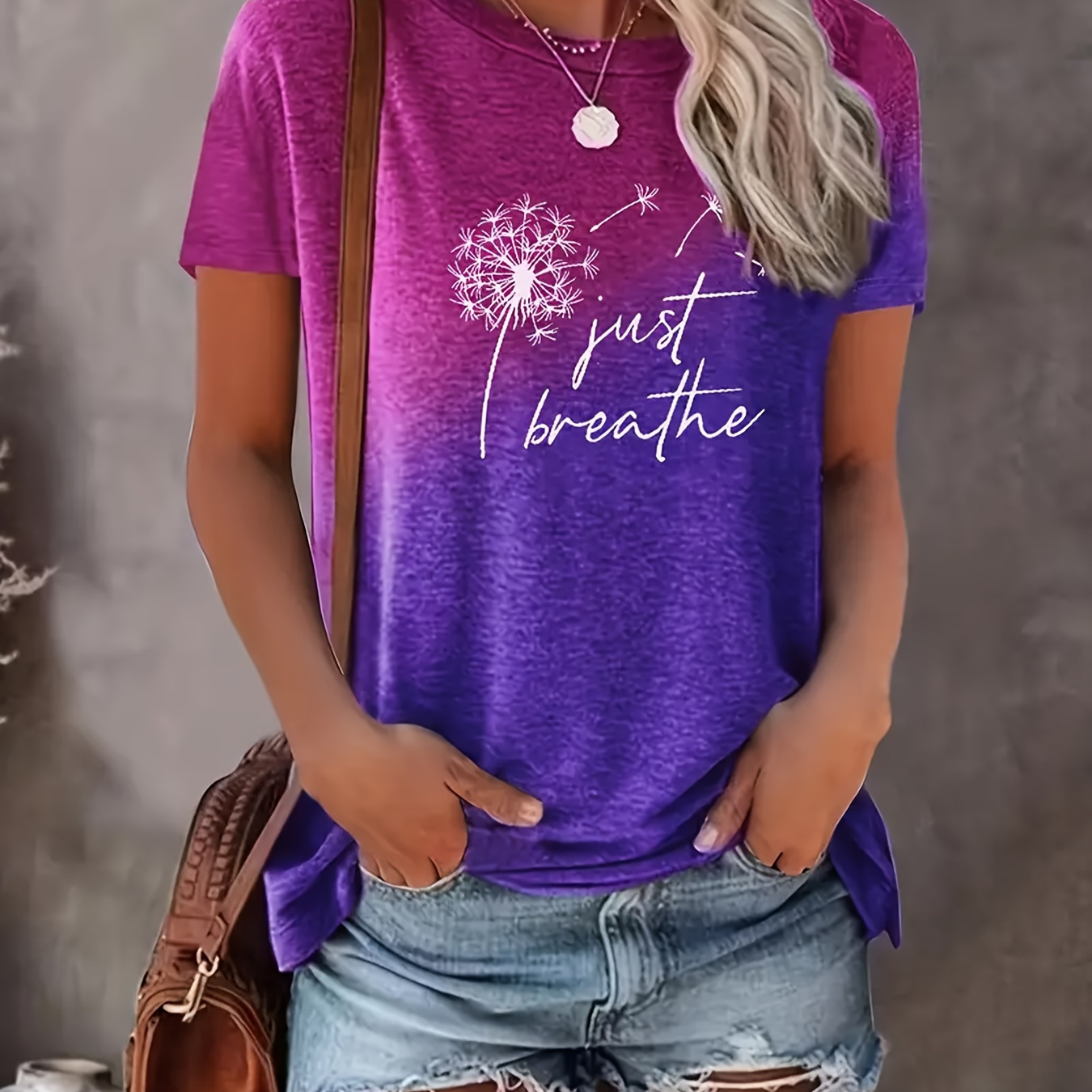 Plus Size Casual T shirt Women's Plus Slogan Print Short - Temu