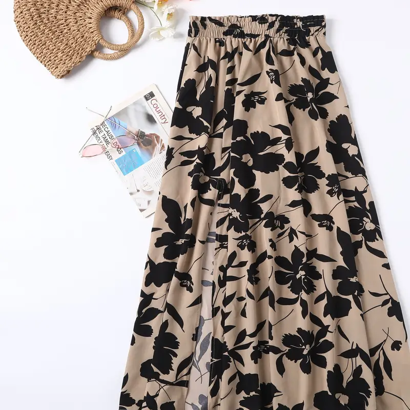 Paisley Print Drawstring Skirts Boho Pleated Summer Maxi Temu