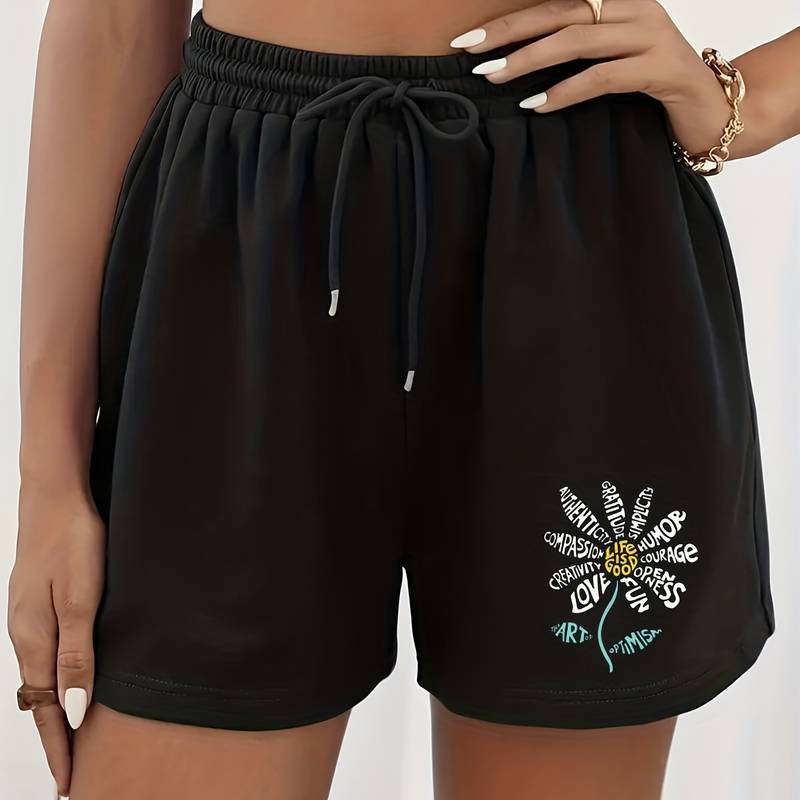 Casual Solid Two Piece Set Short Sleeve T Shirt And Drawstring Shorts