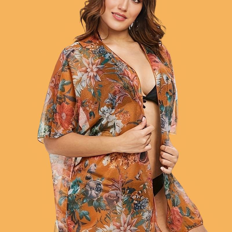 Plus Size Boho Coat Womens Plus Arabesque Print Long Sleeve Temu