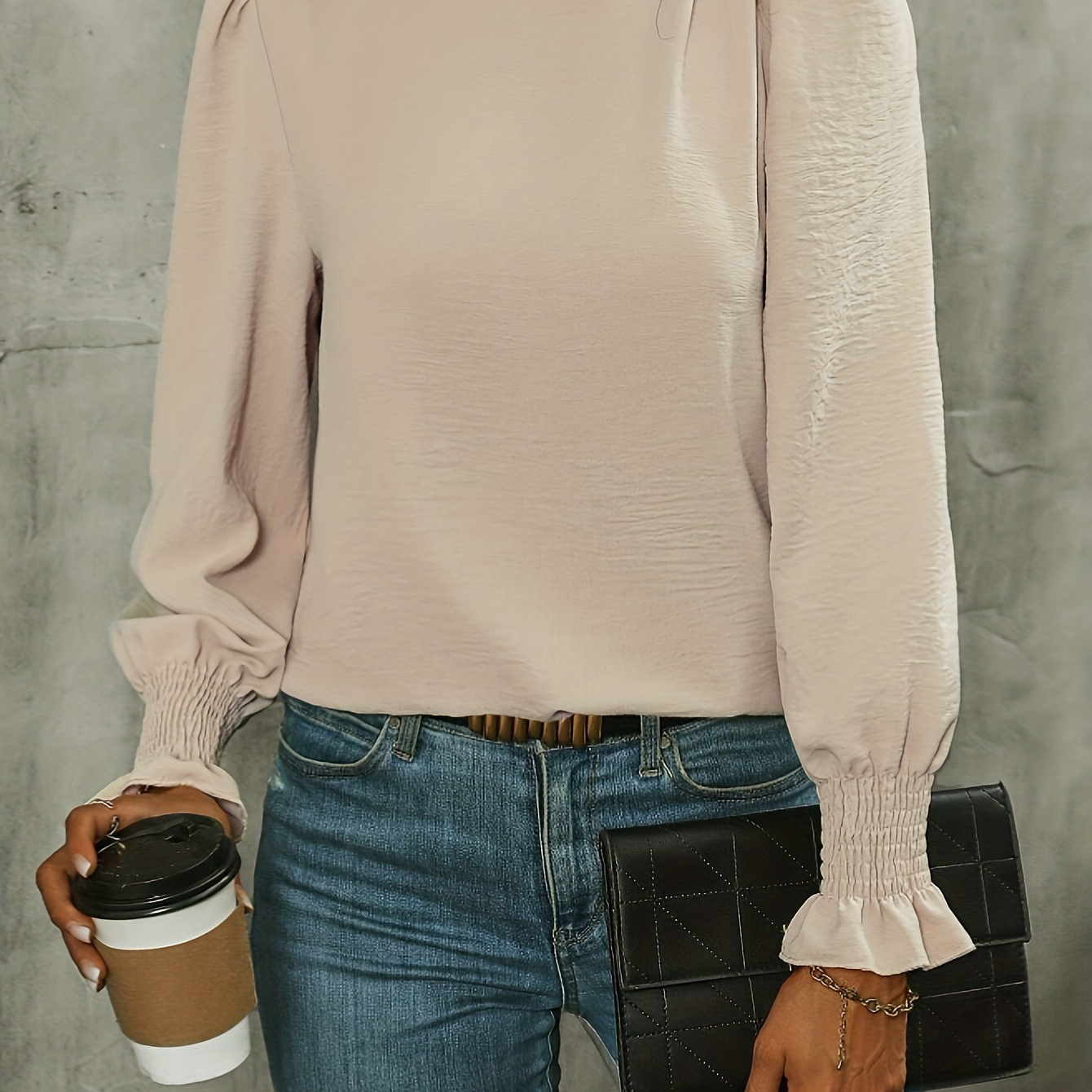 Long Sleeve Ruffle Hem Blouse, Loose Casual Top, Women's Clothing - Temu