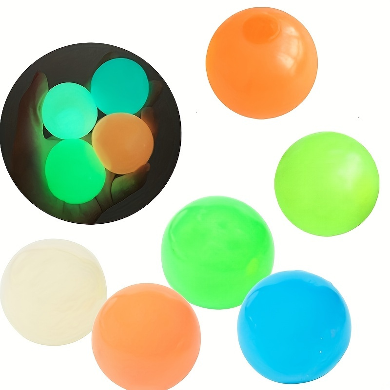 1pc 4pcs Sticky Wall Ball Ceiling Cricket Ball Soft Ball Luminous ...