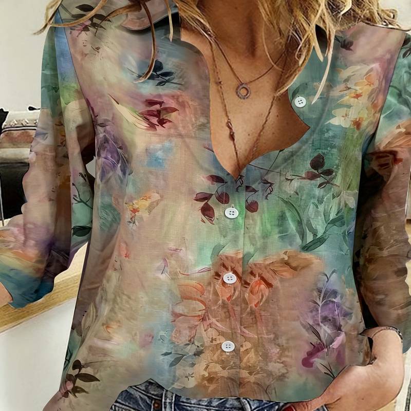 Floral Print Button Front T Shirt Casual Short Sleeve Top Temu Australia