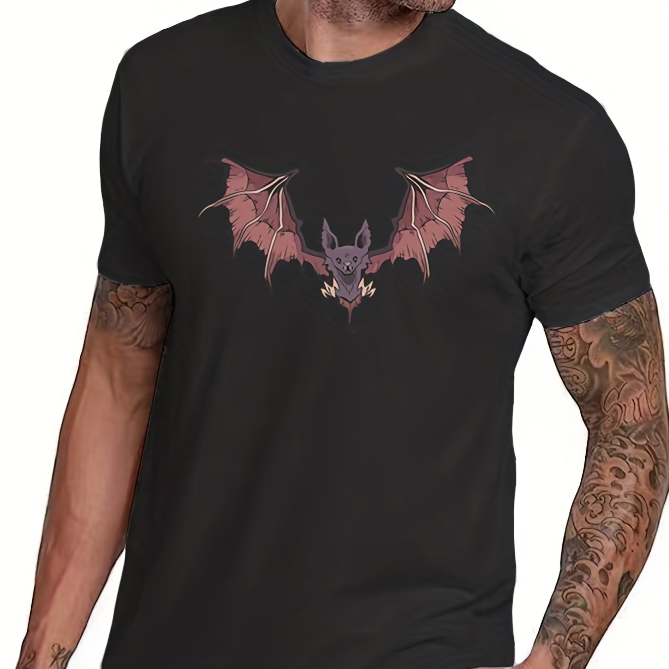 Men's Plus Size Anime Bat Graphic Print T-shirt For Summer - Men's Big ...