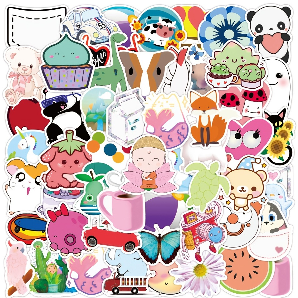 50pcs Cute Cartoon Sticker For Walls Water Bottle Phone Waterproof ...
