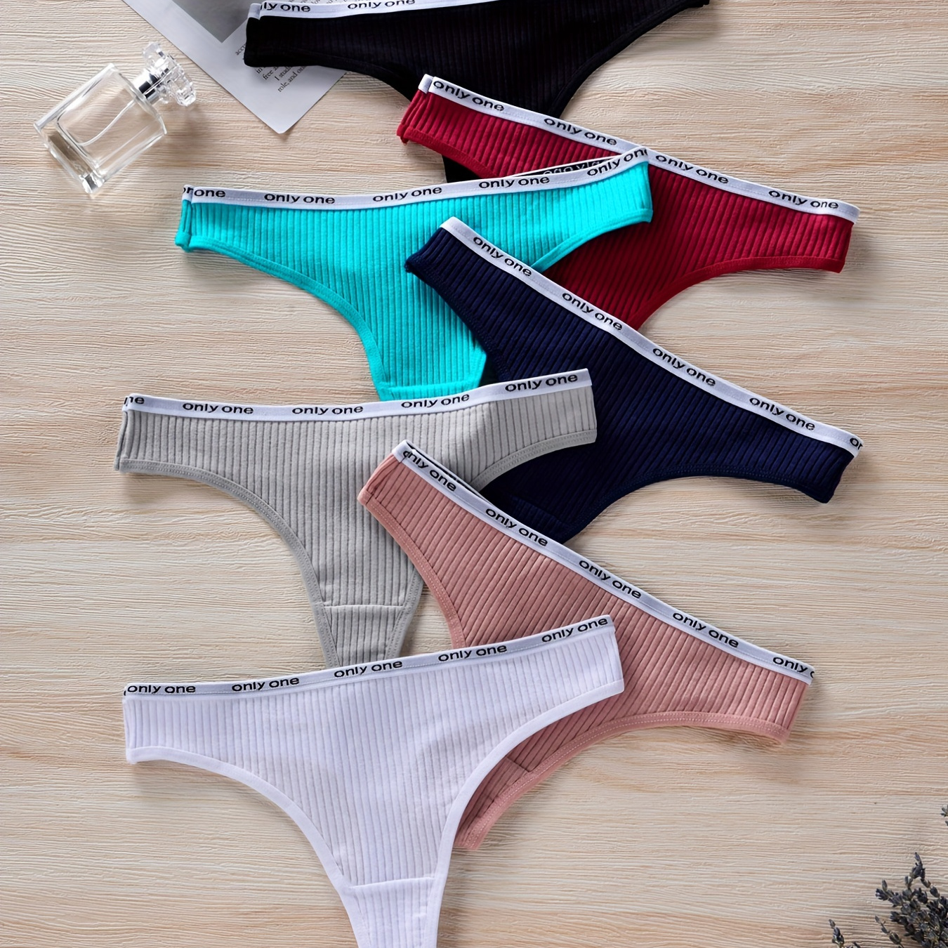 Tangas De Cinta Con Letras De 7 Piezas Bragas Íntimas De Cintura Baja