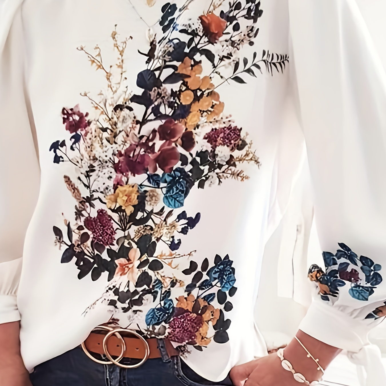 Plus Size Casual Top Womens Plus Tree Print Long Sleeve Temu