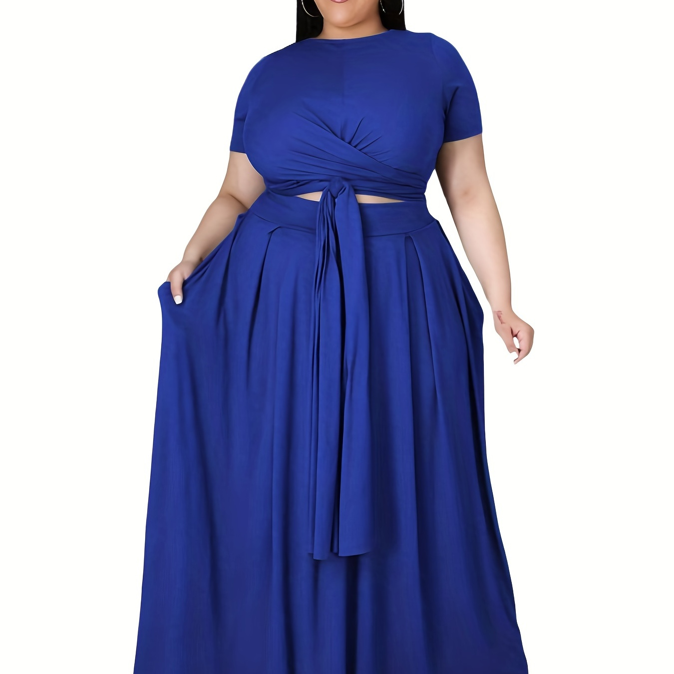 Sexy Slim Two Piece Skirt Set Halter Neck Crop Top Pleated Temu