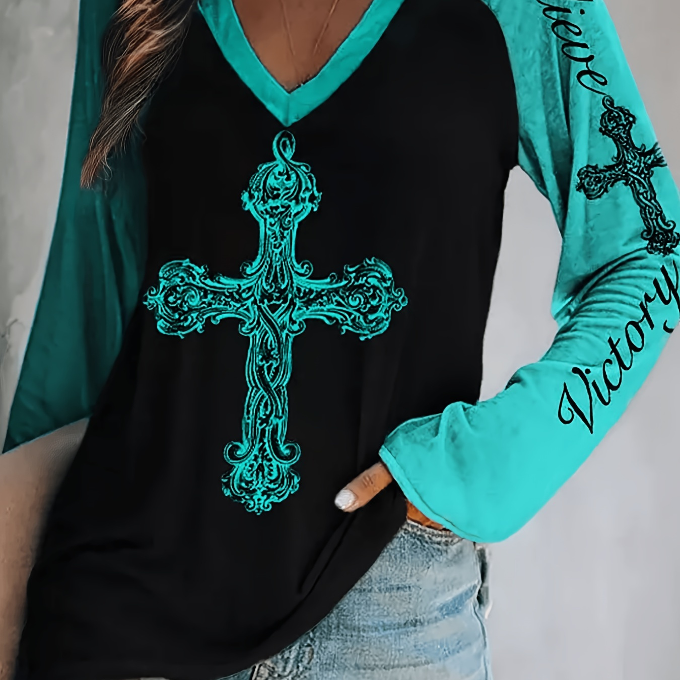 Plus Size Casual Top, Women's Plus Maple Leaf Print Long Sleeve High ...