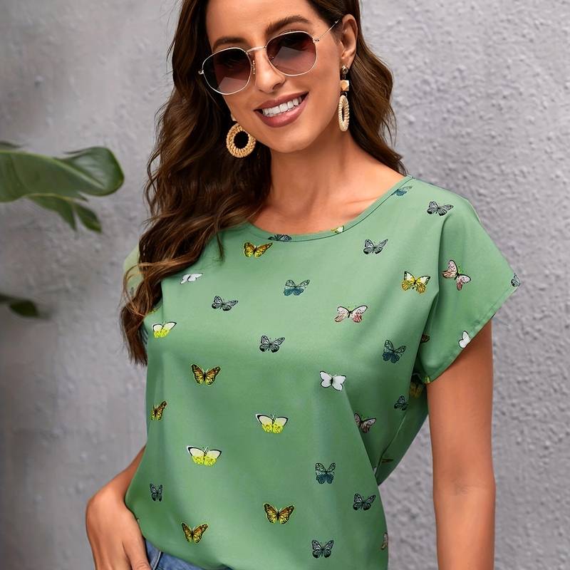 Colorful Letter Print Crew Neck T Shirt Casual Short Sleeve Top For