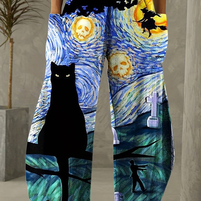 Boho Dandelion Print Harem Pants Casual High Waist Baggy Temu