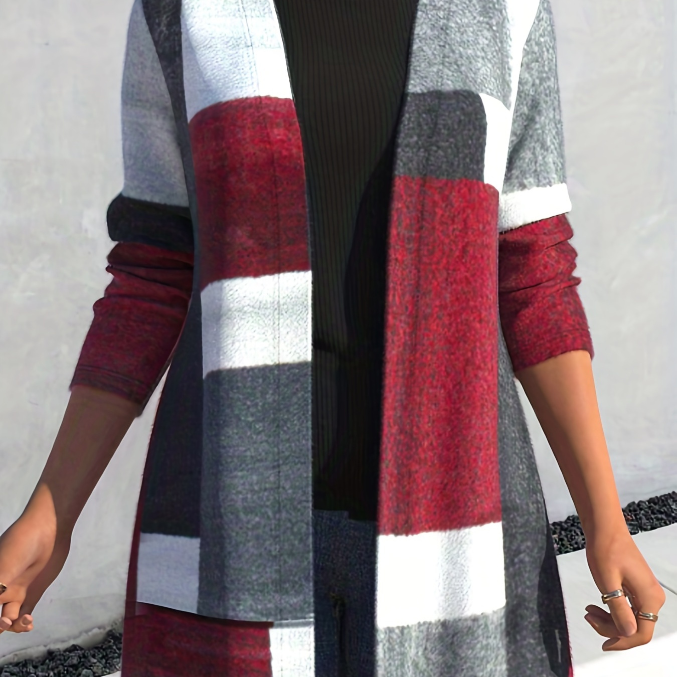 Solid Color Hooded Cardigan Coat Plus Size Women s Casual - Temu