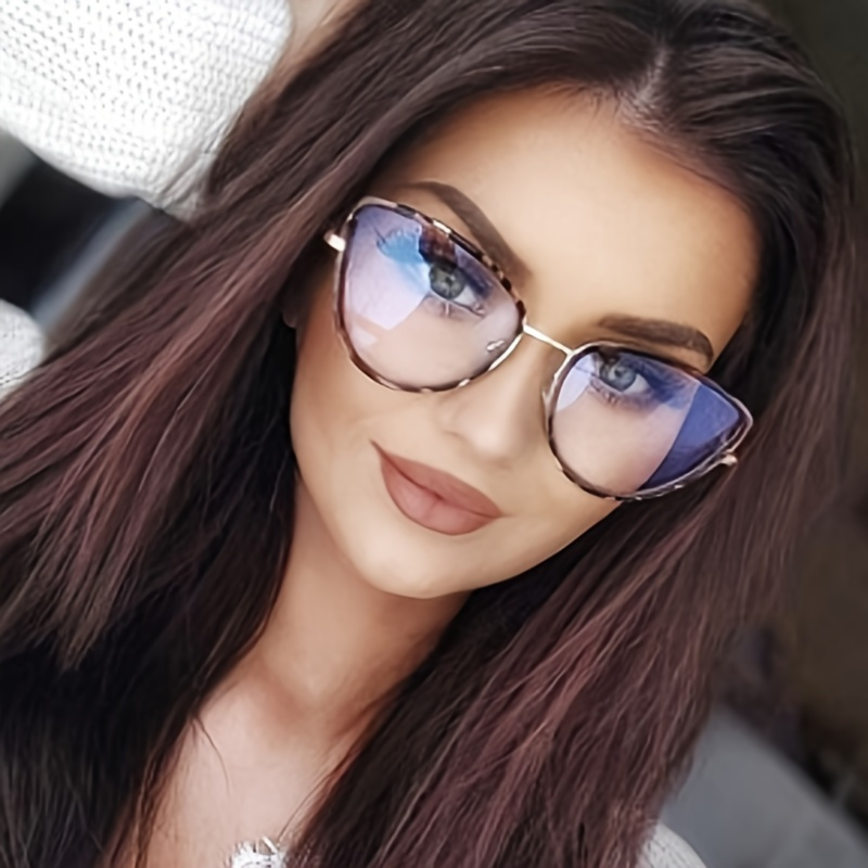Clear Lens Fashion Glasses Women Lightweight Cat Eye Eyewear - Temu