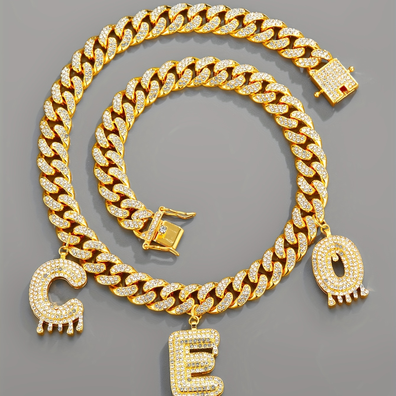 Hip Hop Silver Golden Dripping Letter Ceo Necklaces For Men Women Bling ...