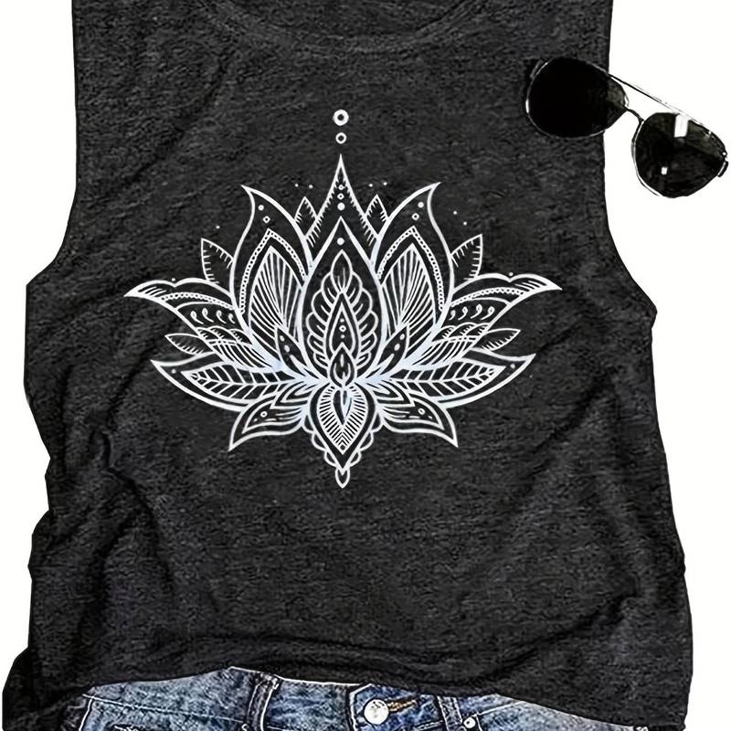 Flag Print Crew Neck Tank Top Casual Sleeveless Tank Top For Summer