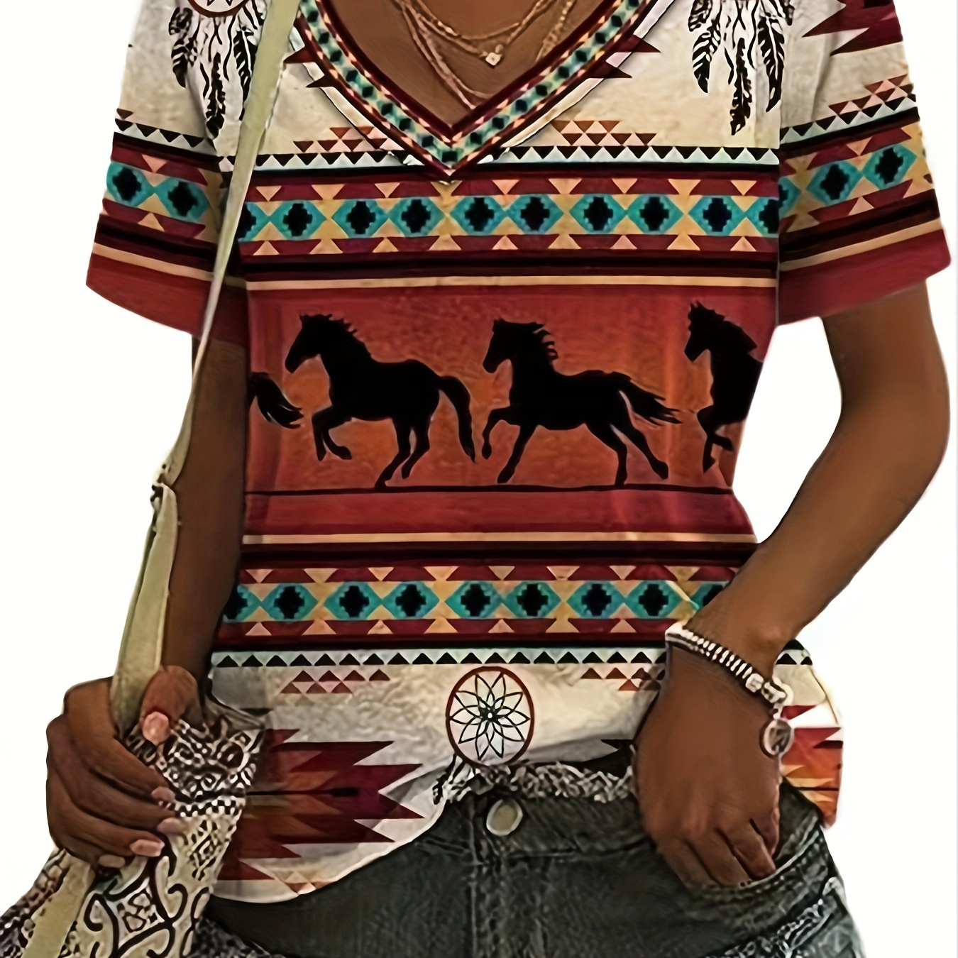 Women's T-shirt Casual Crew Neck Solid Pleated Button Short Sleeve ...