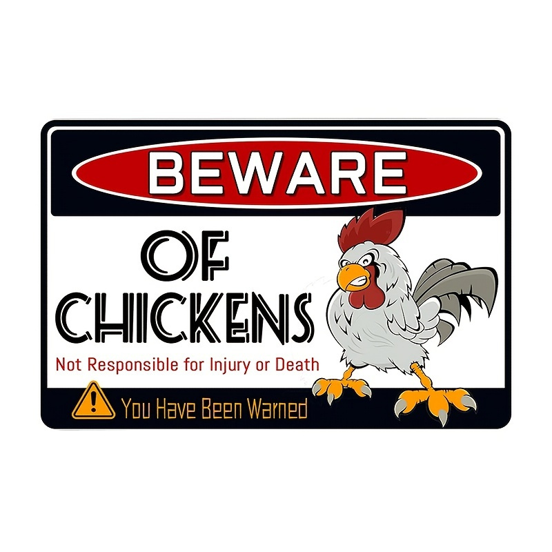 1pc Beware Of Chickens Sign Chicken Lovers Gag Gifts Bestylez Funny ...