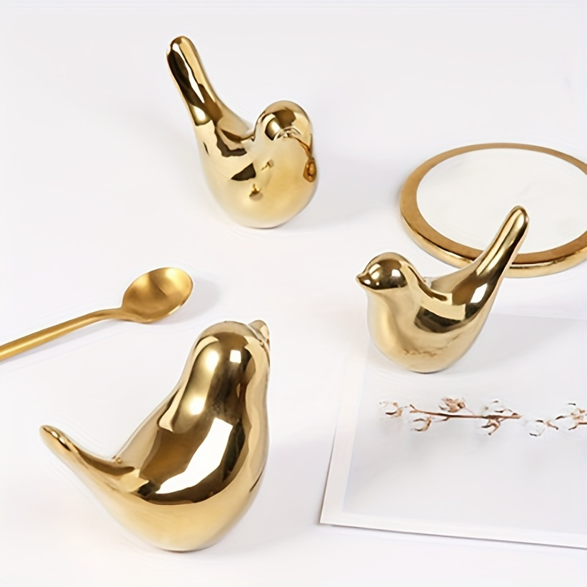 European Style Golden Bird Small Birds Statues Golden Home Decor Modern ...