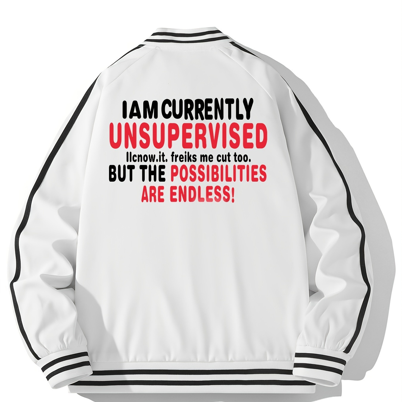 Men's Plus Size Jacket, Fashion Spring Casual Streetwear With Words ...