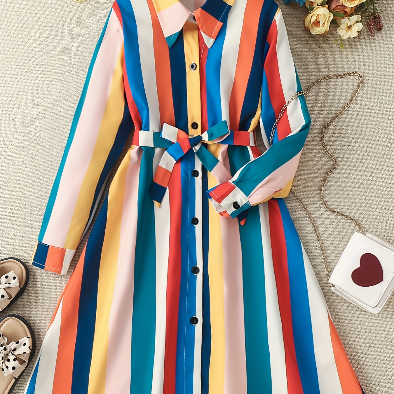 Girls Dress Kids Casual Floral Cotton Long Sleeve Dress - Temu