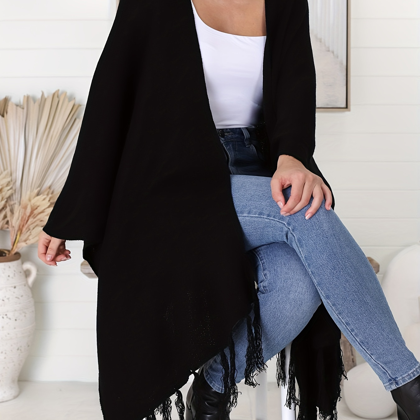 Plus Size Women's Solid Color Hooded Cardigan Coat, Casual Knitted ...