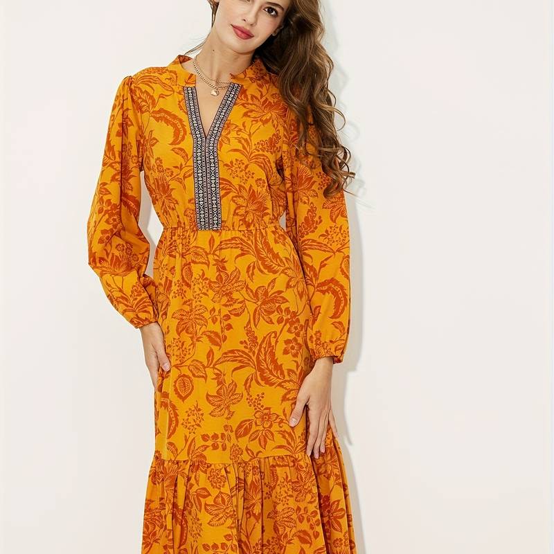 Twist V Neck A Line Dress Elegant Long Sleeve Dress Spring Temu