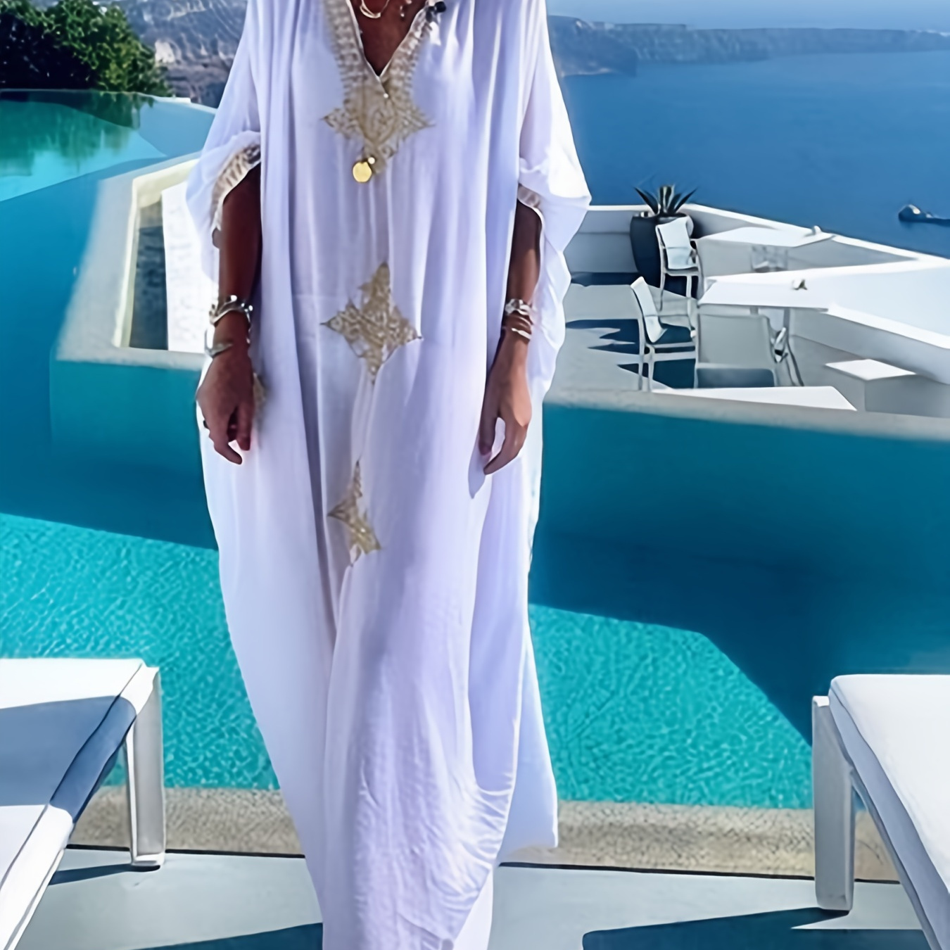 Floral Print V Neck Chiffon Blouse, Loose Fit Long Sleeve Rash Guard ...