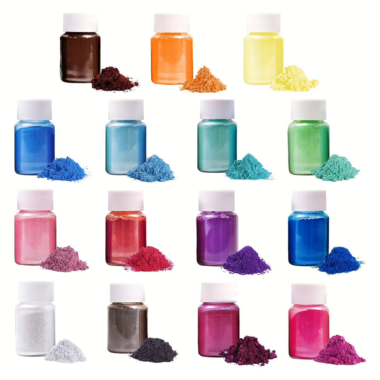 Mica Powder Pigment 15 Colors, Non-toxic Safe Natural Epoxy Resin Dye ...