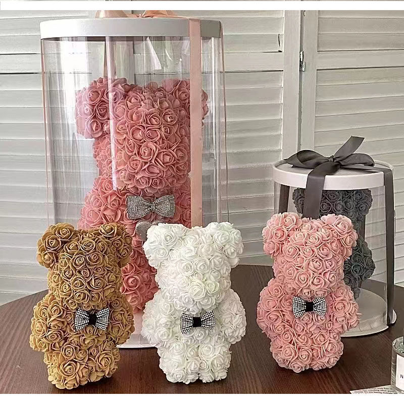 1pc Rose Simulation Flower Bear Artificial Roses Valentines - Temu ...