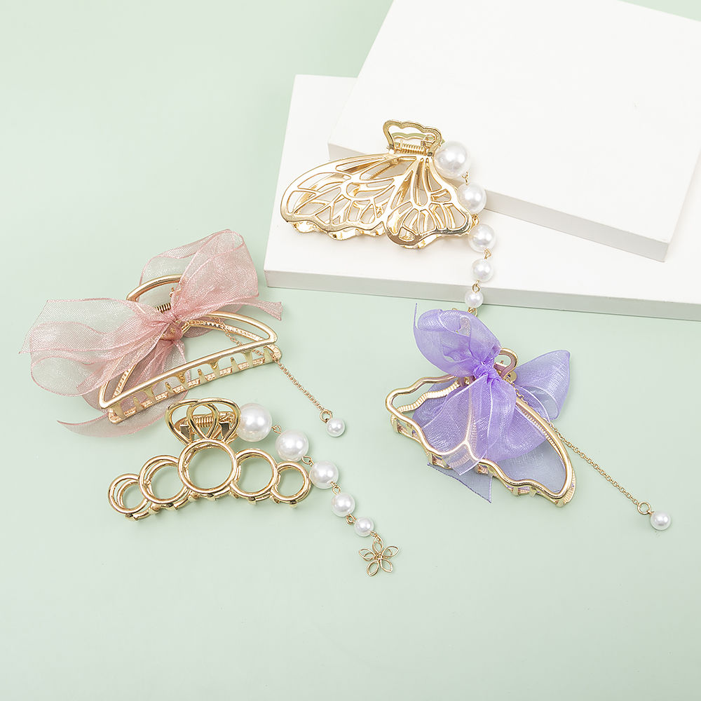 Metal Hair Claw Clips Golden Alloy Butterfly Removable Faux - Temu New ...