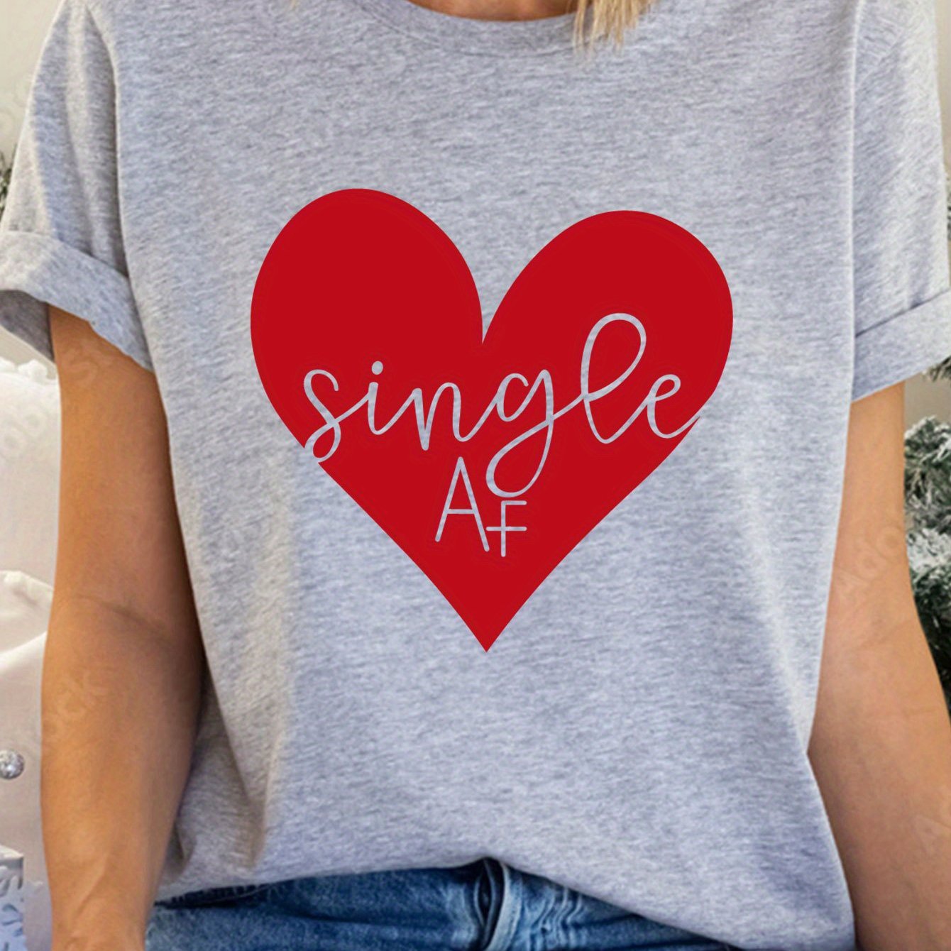 Heart Letter Print T shirt Casual Crew Neck Short Sleeve Top - Temu Canada