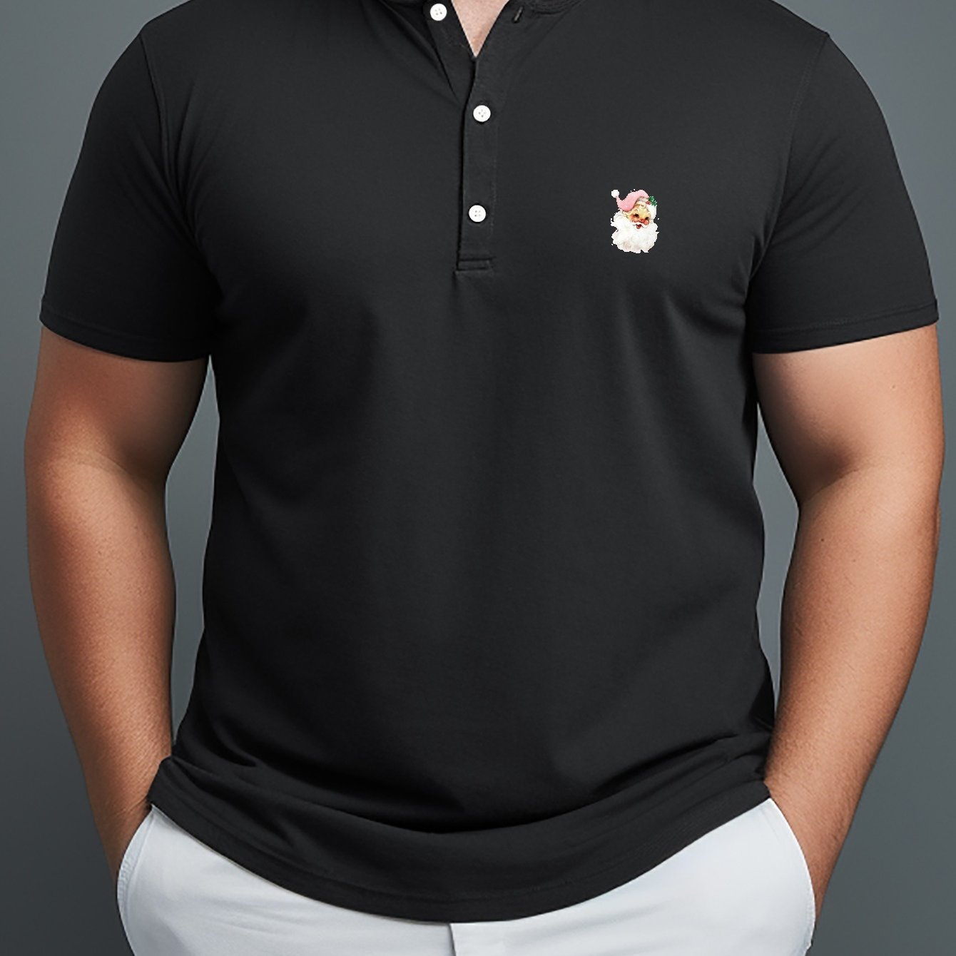 Plus Size Santa Claus Head Graphic Print Men's Solid Short - Temu ...