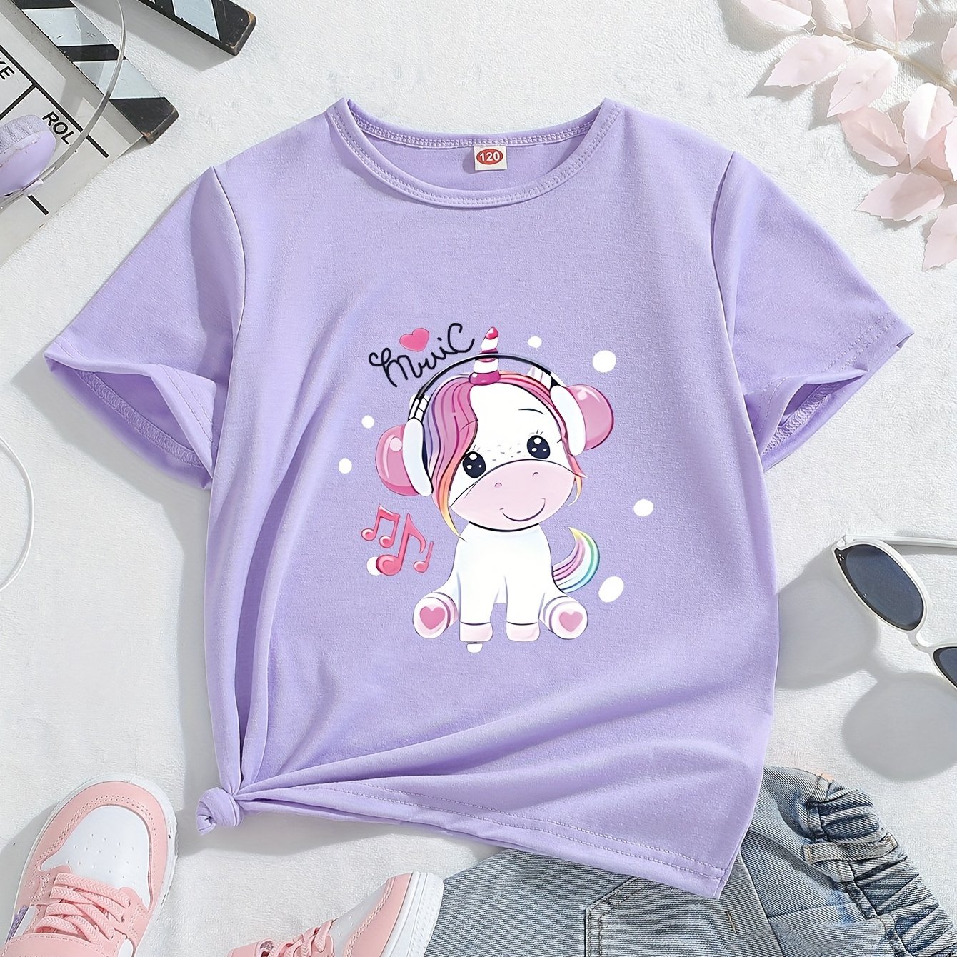 Cute Fashion Cartoon Unicorn Graphic Girls' Short Sleeve T - Temu ...