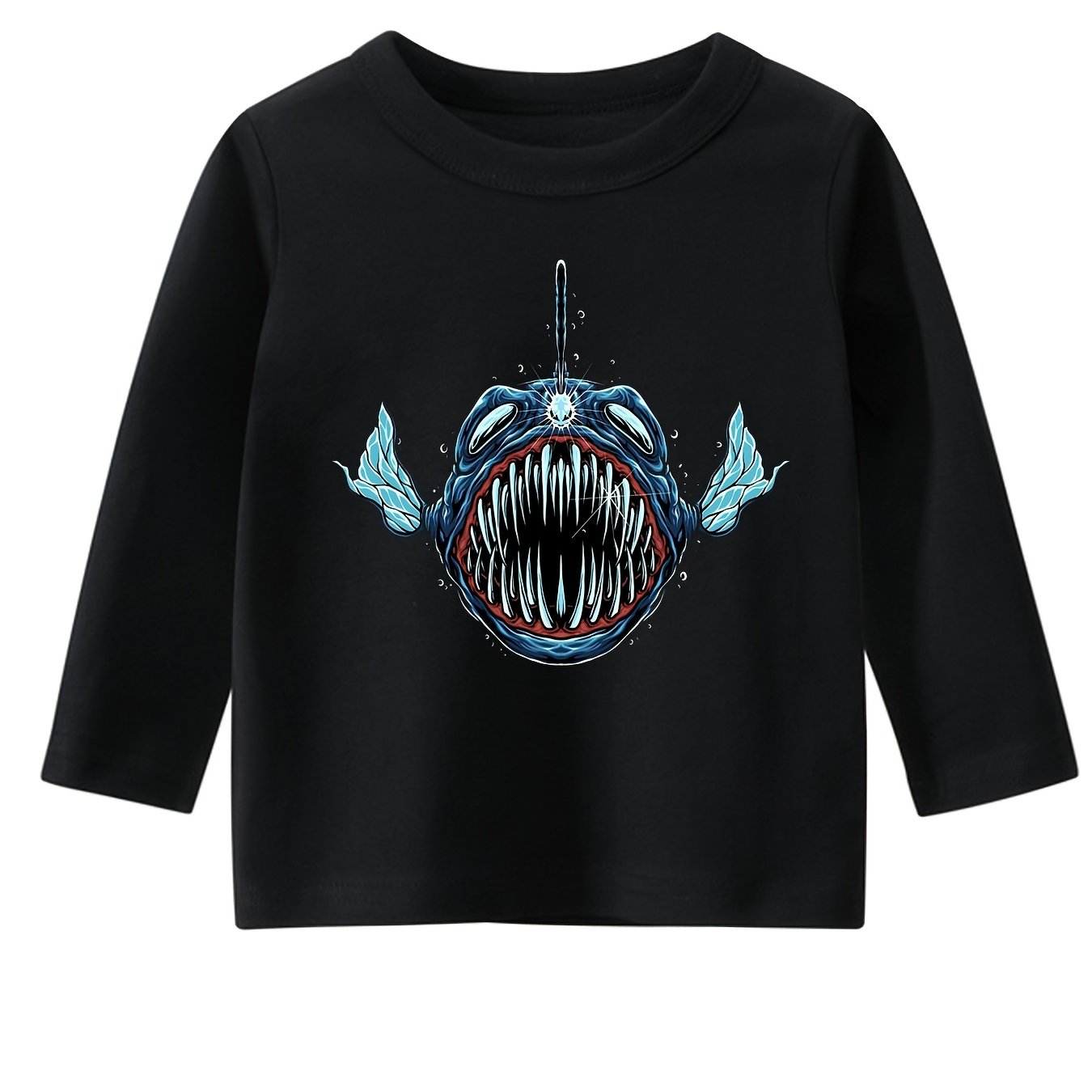 Boy's Scary Monkfish Print Casual T shirt Children's Top - Temu United Kingdom