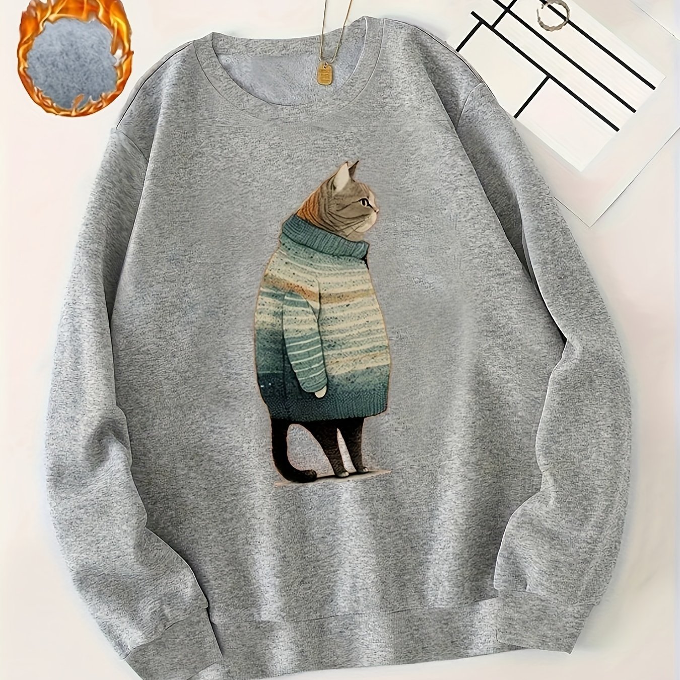Cat Sweatshirt Long - Temu Portugal