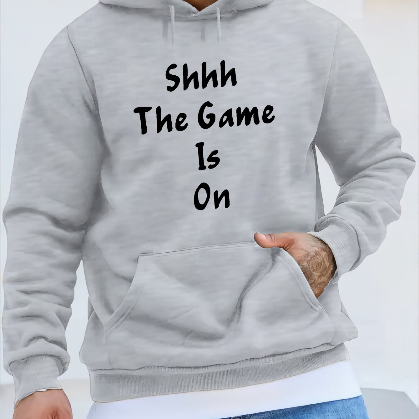 Shh Game Print Men's Pullover Round Neck Hoodies Kangaroo - Temu United ...