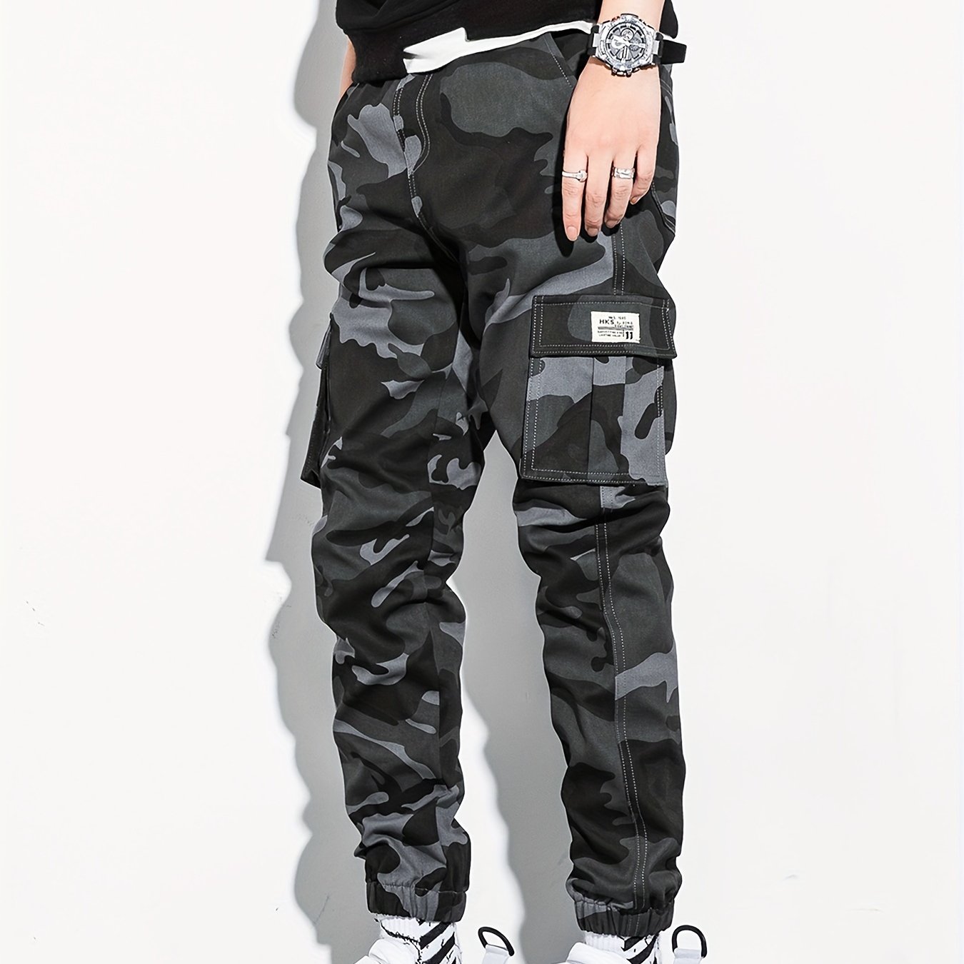 mens casual camouflage pattern tapered multi pocket joggers - Temu Kuwait