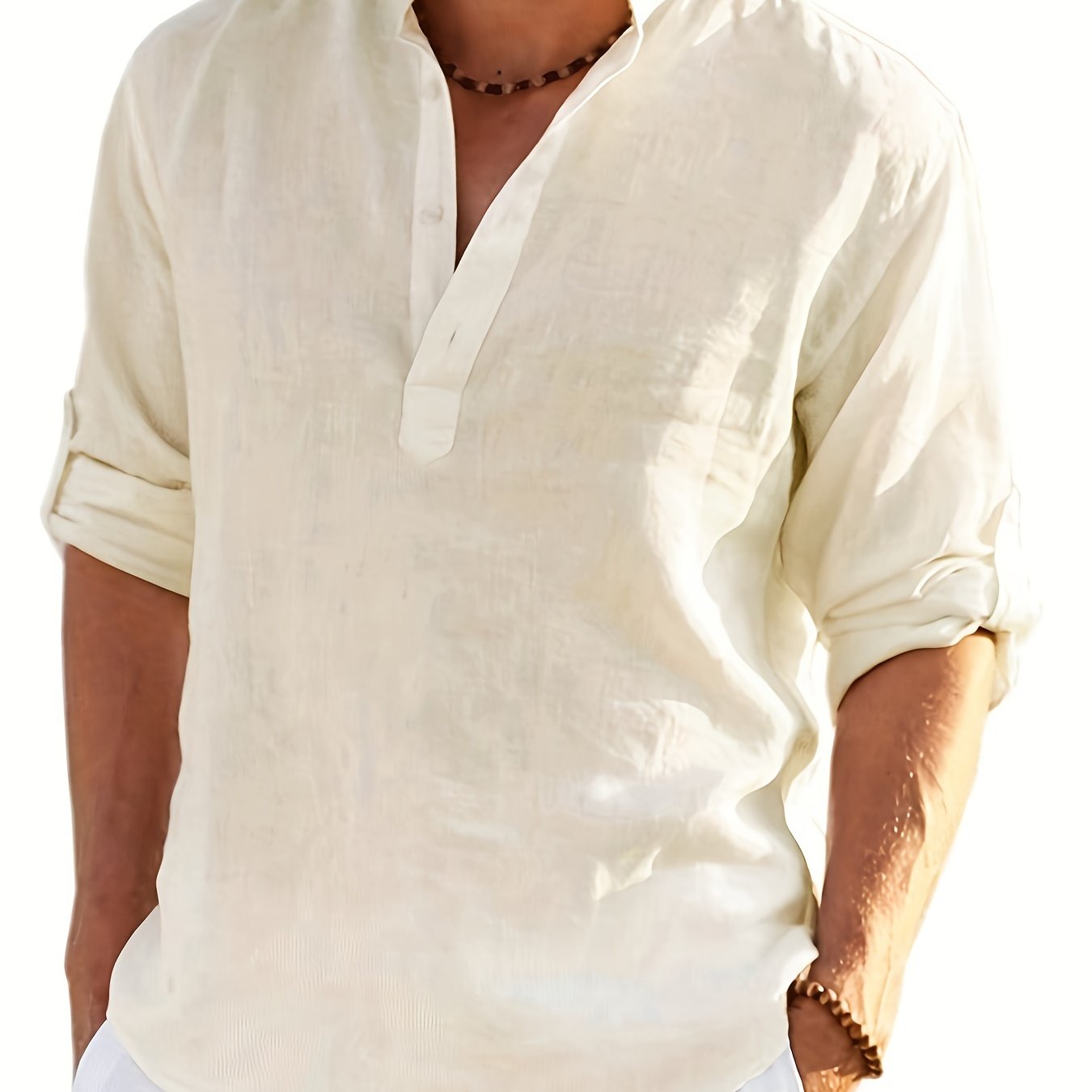 Men's Casual Elegant Long Sleeve Shirt Chic Henley Shirt - Temu United